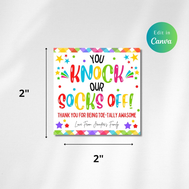 Editable You Knock My Socks Off! Sock Gift Tag, Foot Hamper Tag ...