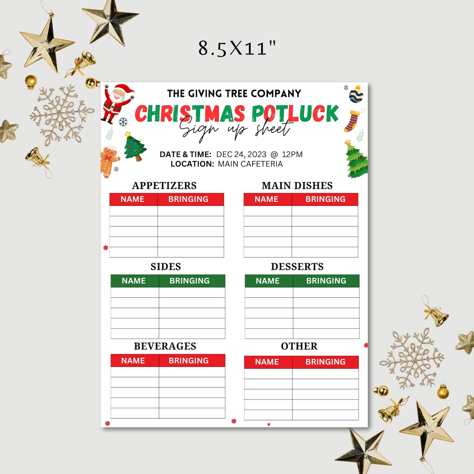 CHRISTMAS POTLUCK SIGN up Sheet, Christmas, Potluck, Sign-up, Sheet ...