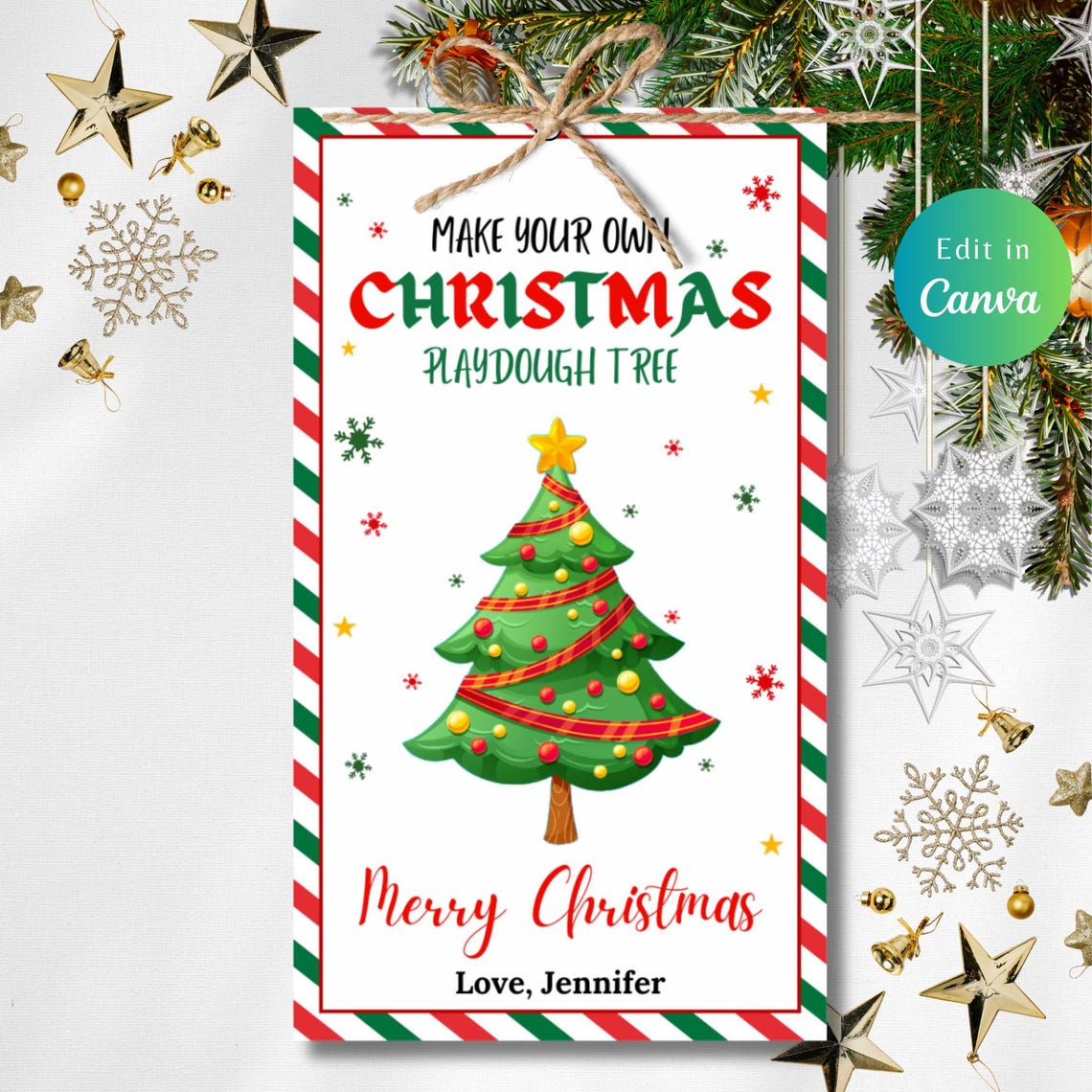 Editable CHRISTMAS PLAYDOUGH Tree Tag Tag, Christmas Playdough ...