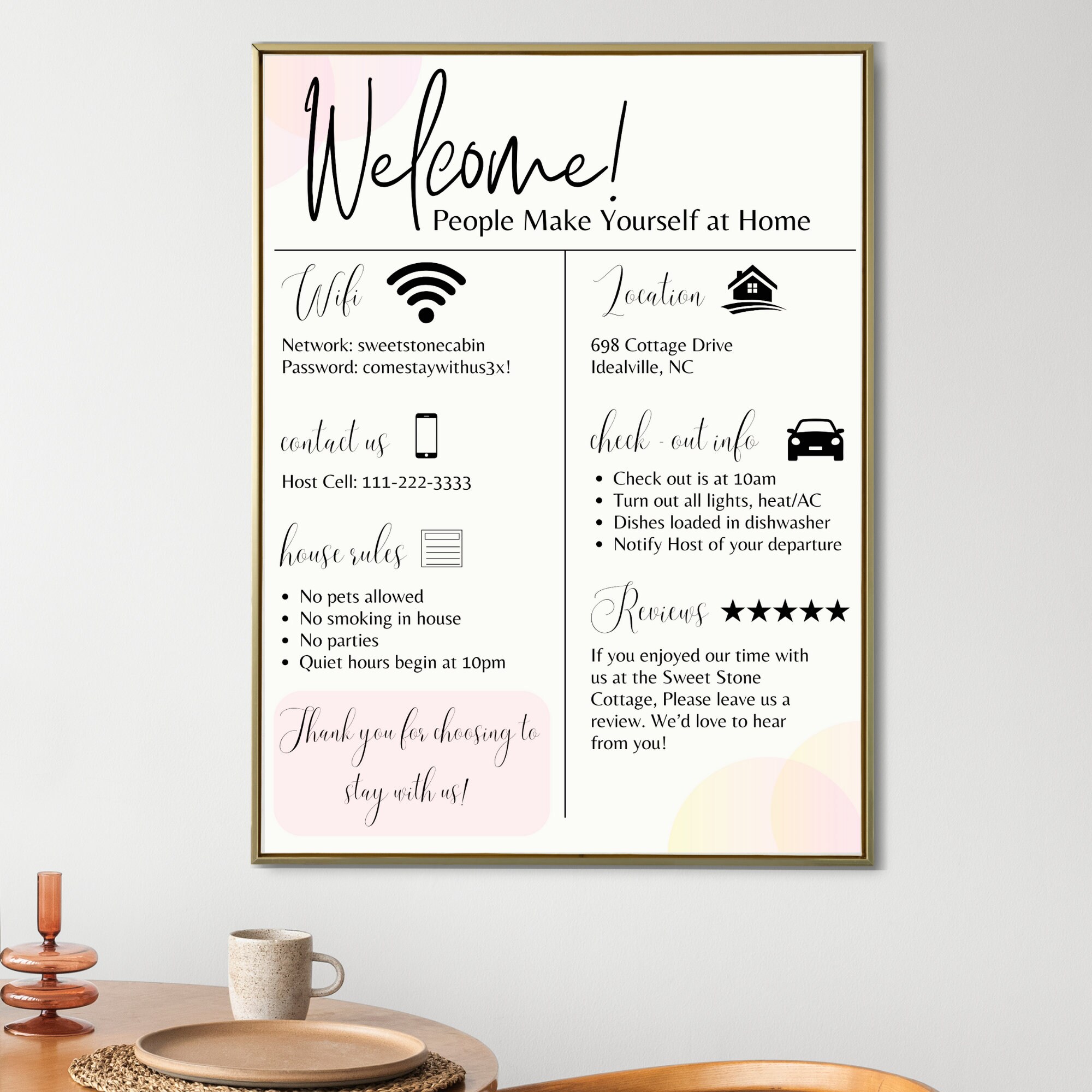 WELCOME SIGN AIRBNB, Printable, Template, Airbnb Template, Airbnb ...