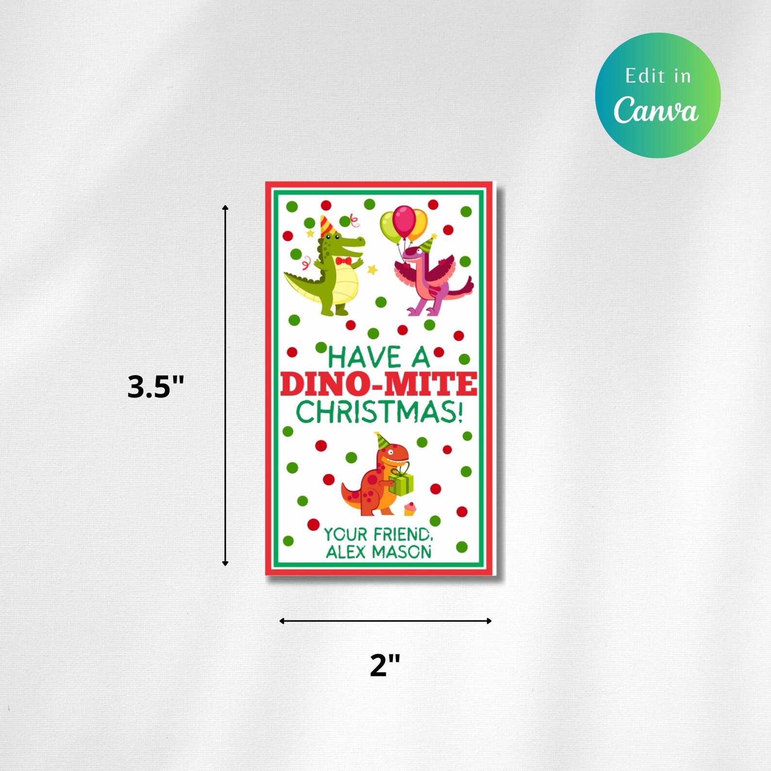 Editable DINOSAUR TAG for Kids, Christmas Gift Tag, School Gift Tags ...