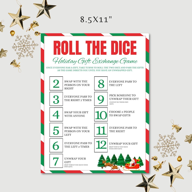Roll the Dice Christmas Gift Exchange Game, Dice Gift Exchange Game ...