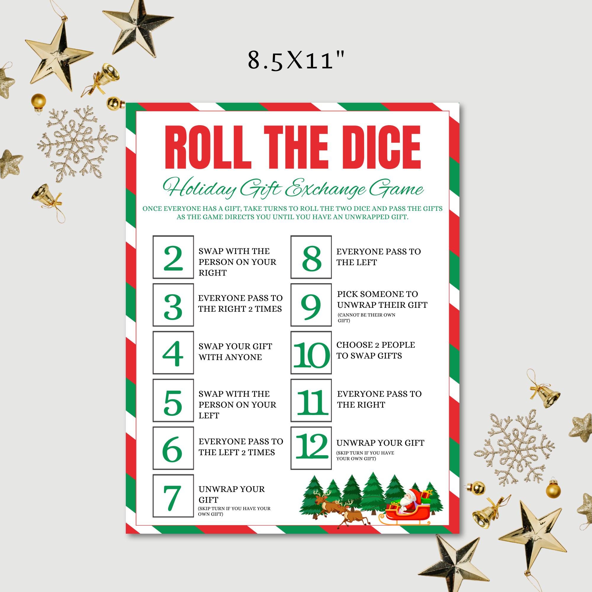 Roll the Dice Christmas Gift Exchange Game, Dice Gift Exchange Game ...
