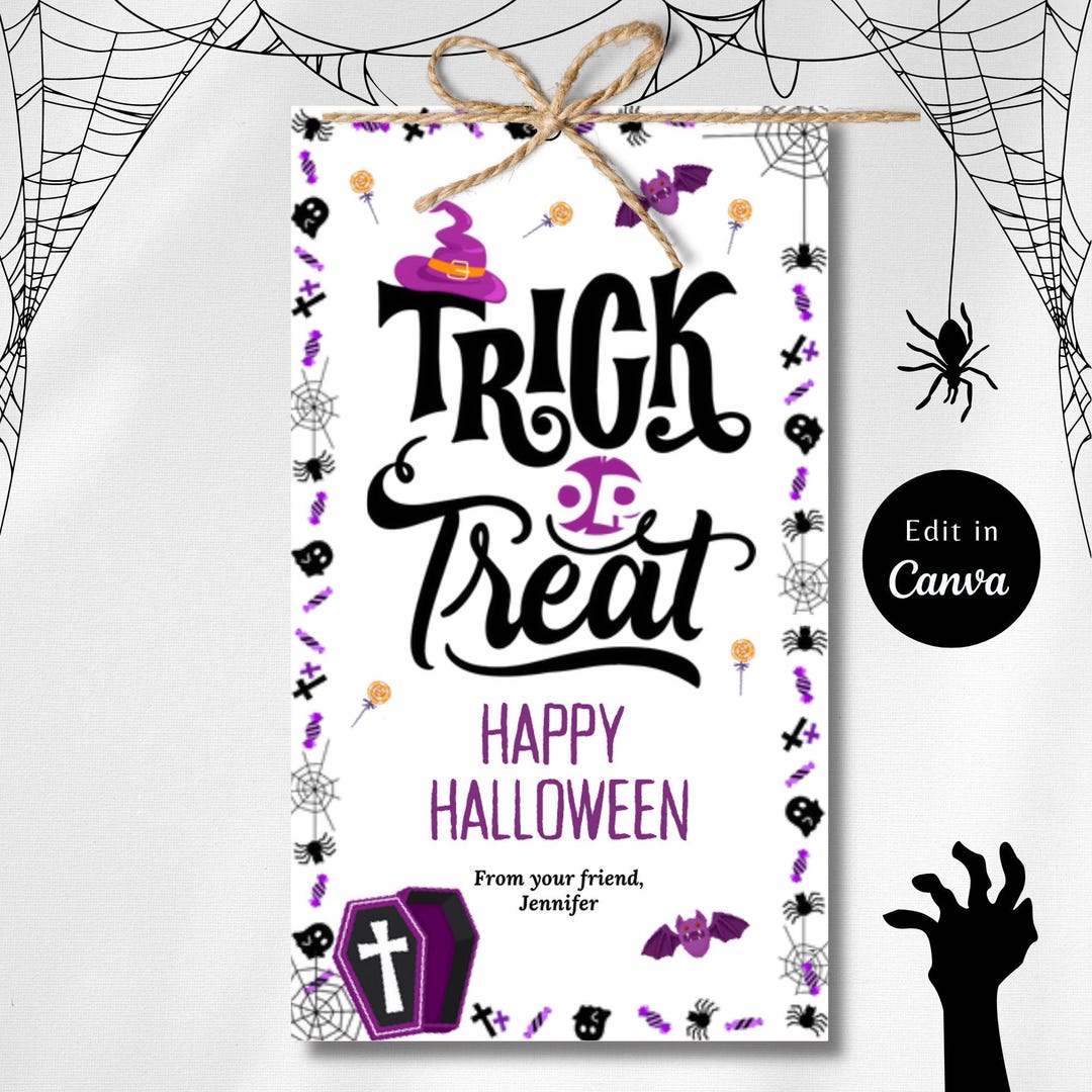 Editable TRICK OR Treat Gift Tag, Trick or Treat, Halloween, Tag, Bag ...