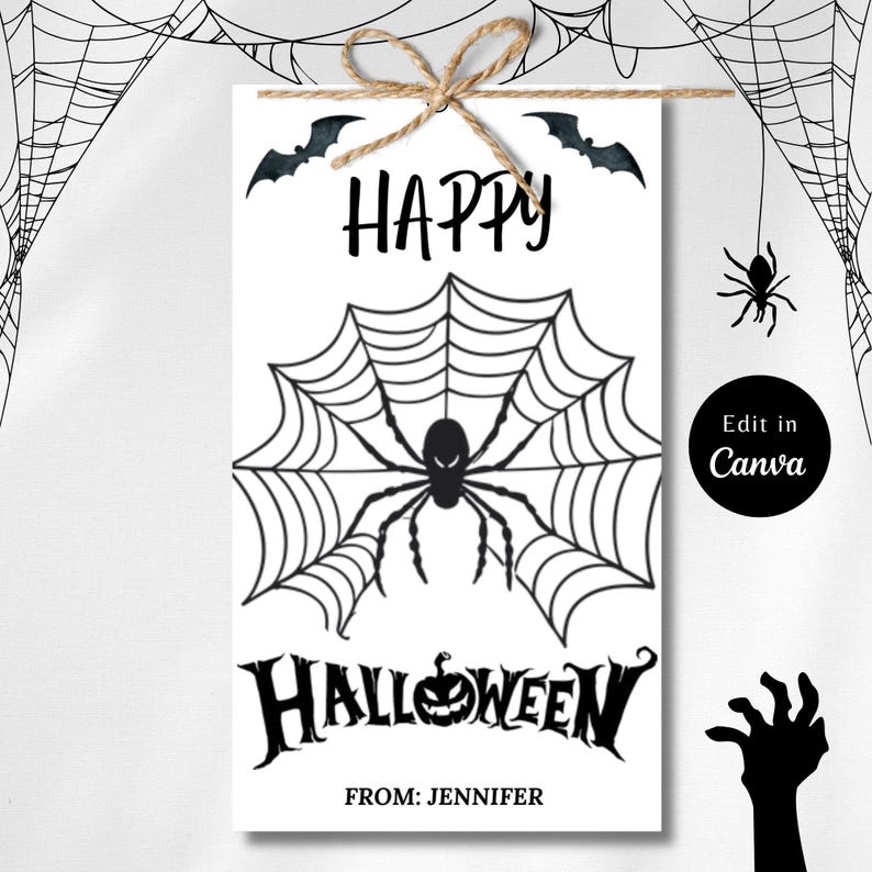 Editable SPOOKY PARTY Favor Tags, Printable Tags, Personalized Tags ...