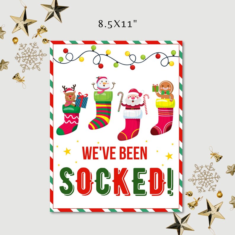 Editable WE'VE BEEN Socked Christmas, Christmas Decor, Desktop Office ...