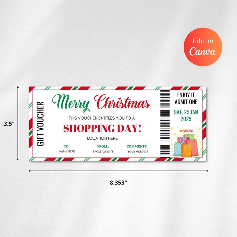 Editable Christmas Shopping Spree Certificate, Shopping Spree Card ...