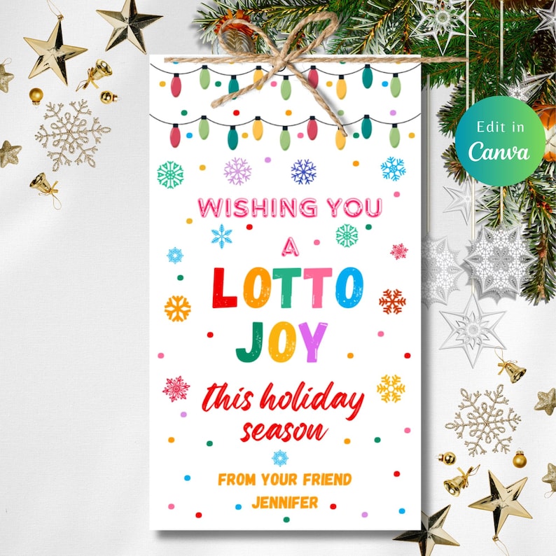 Editable LOTTO JOY Gift Tags, Wishing You A, Lottery Ticket Gift, Gift ...