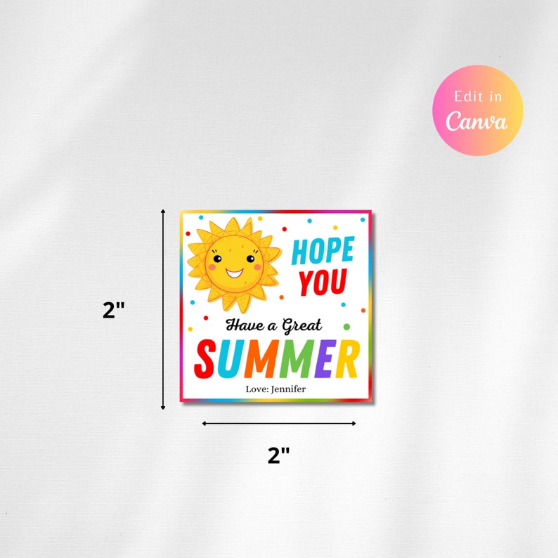 Editable End of School Year Tags, Sun Gift Tags, Teacher Thank You Last ...