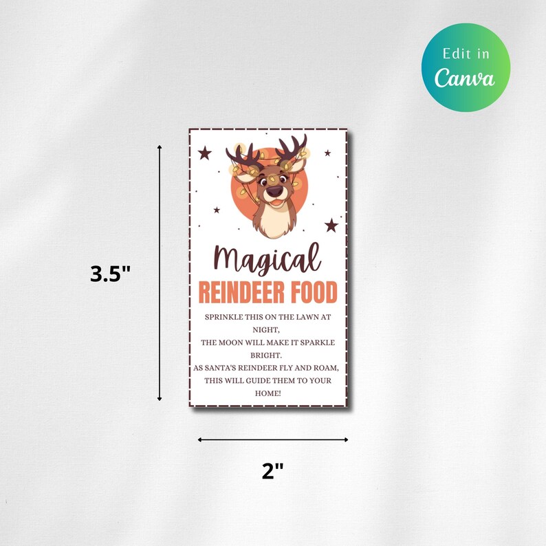 Editable MAGICAL REINDEER Food TAG, Fun Reindeer Food Labels, Perfect ...