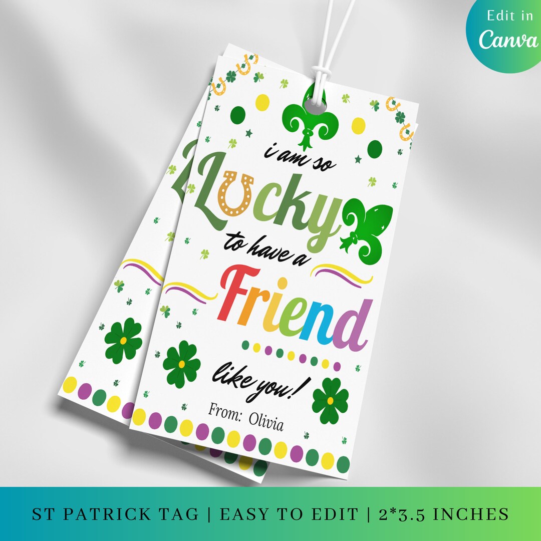 Editable HAPPY ST Patricks Day Gift Tags, St Patrick's Day Tag, Saint ...