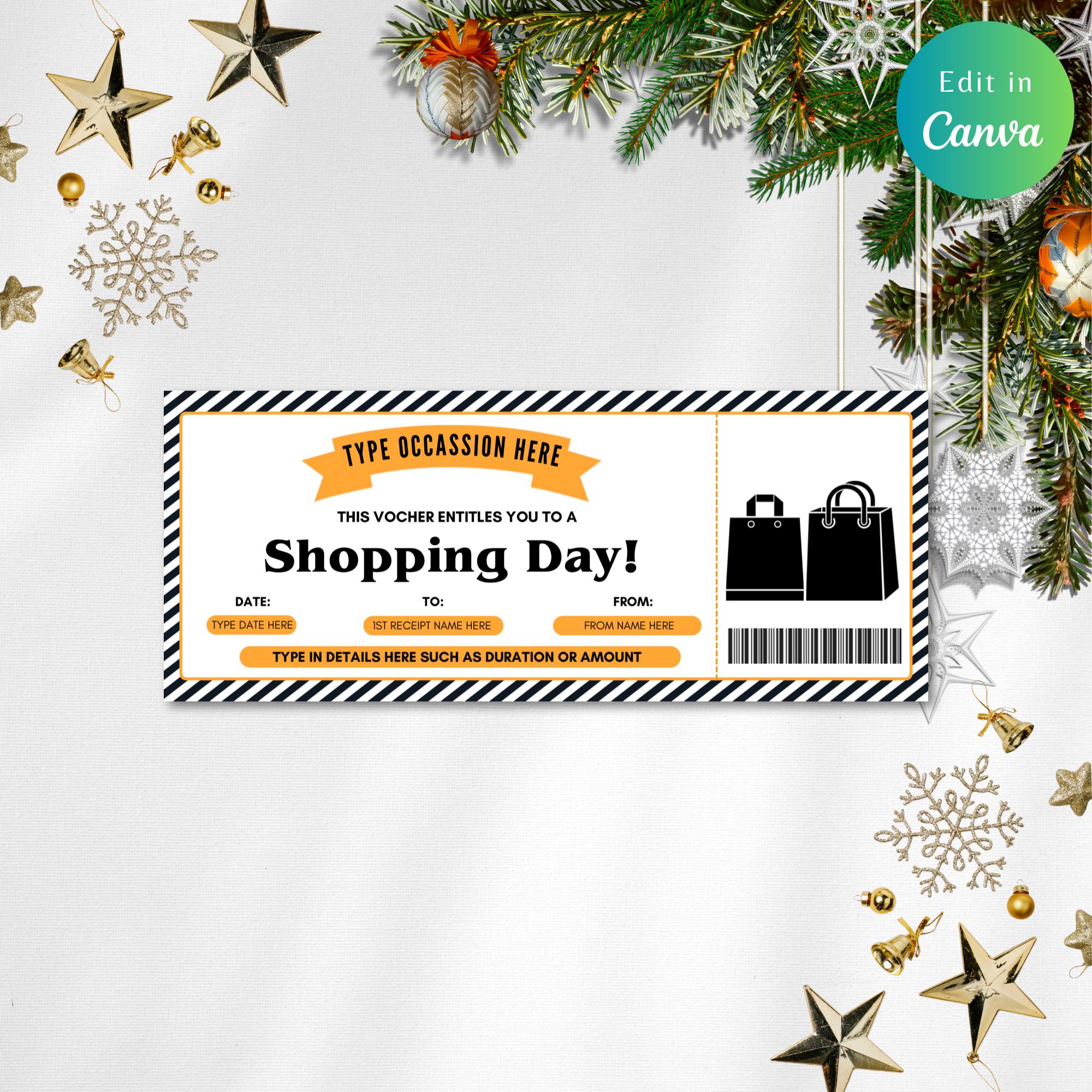 EDITABLE Shopping Spree Certificate Template, Shopping Trip Gift ...