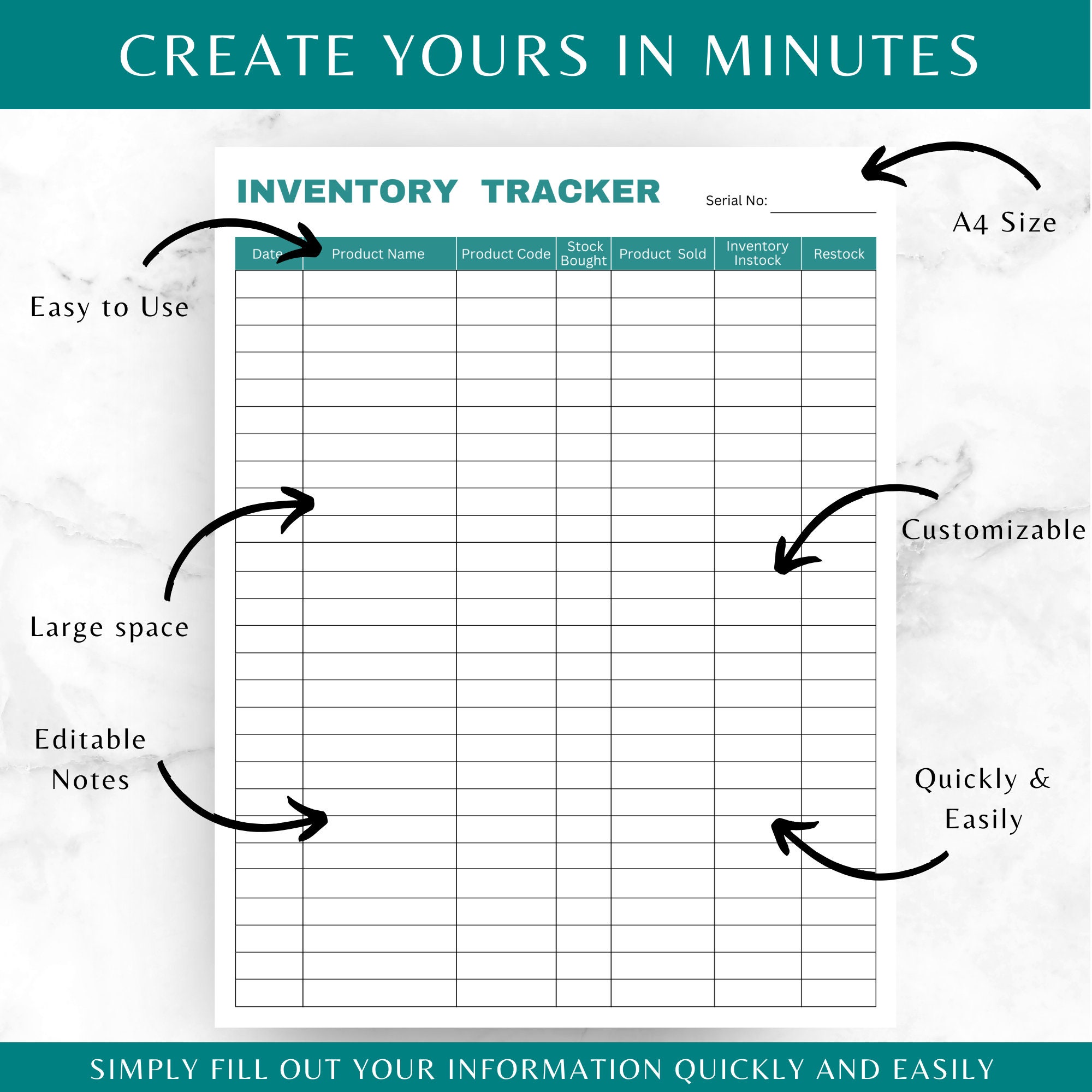 Editable Inventory Tracker ,inventory Tracker,product Inventory ...