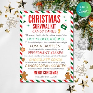 EDITABLE CHRISTMAS SURVIVAL Kit Printable, Printable Card, Editable ...