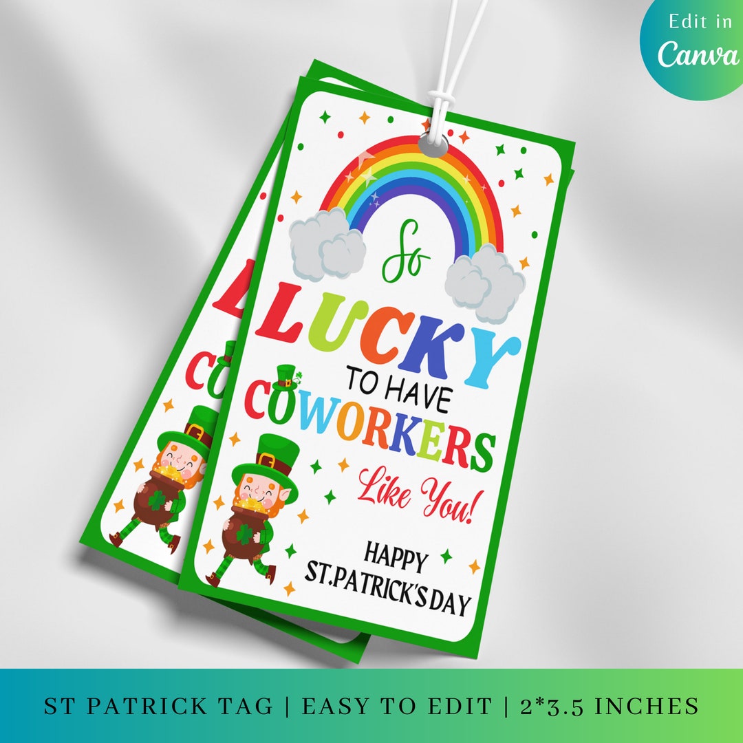 Editable COWORKER St. Patrick's Day Printable Tags, St Patrick's Day ...