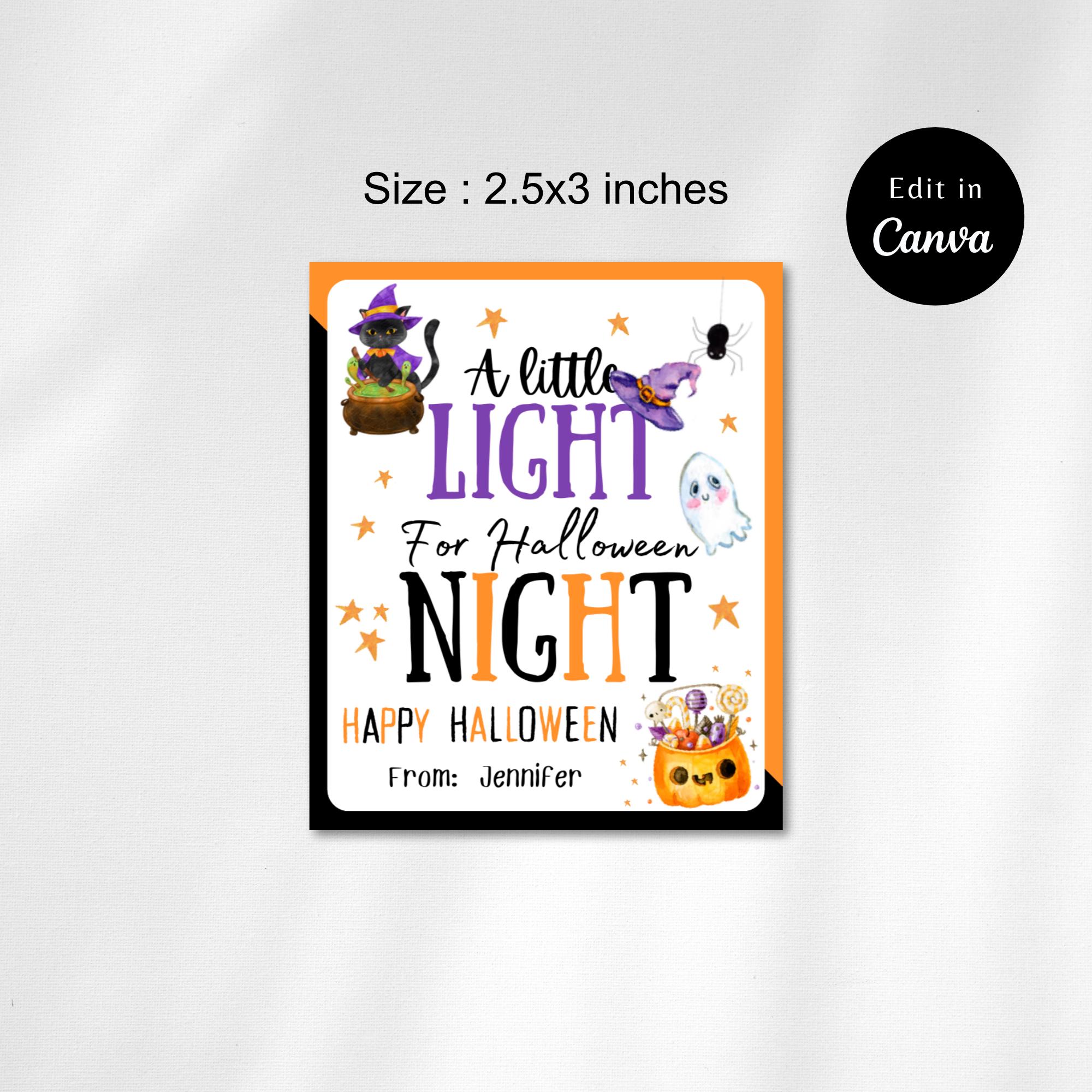 Editable A LITTLE Bit of Light for Halloween Night, Printable Glow ...