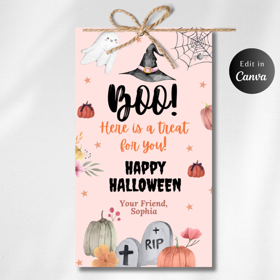 Editable HALLOWEEN TREAT Tag, Printable Cookie Tag, Halloween Tags ...