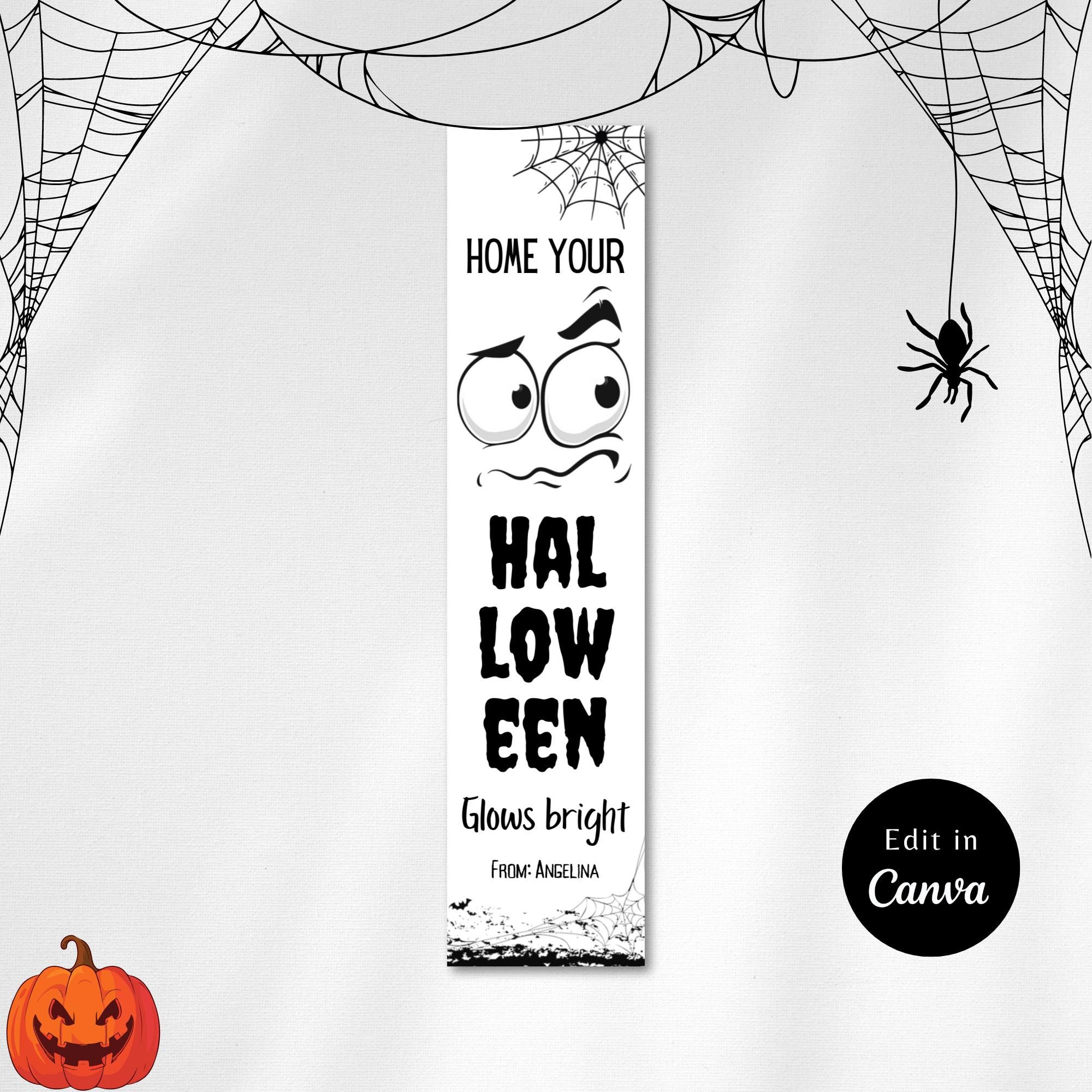EDITABLE GLOW STICK Ghost Tag, Halloween Card, Kids Halloween ...