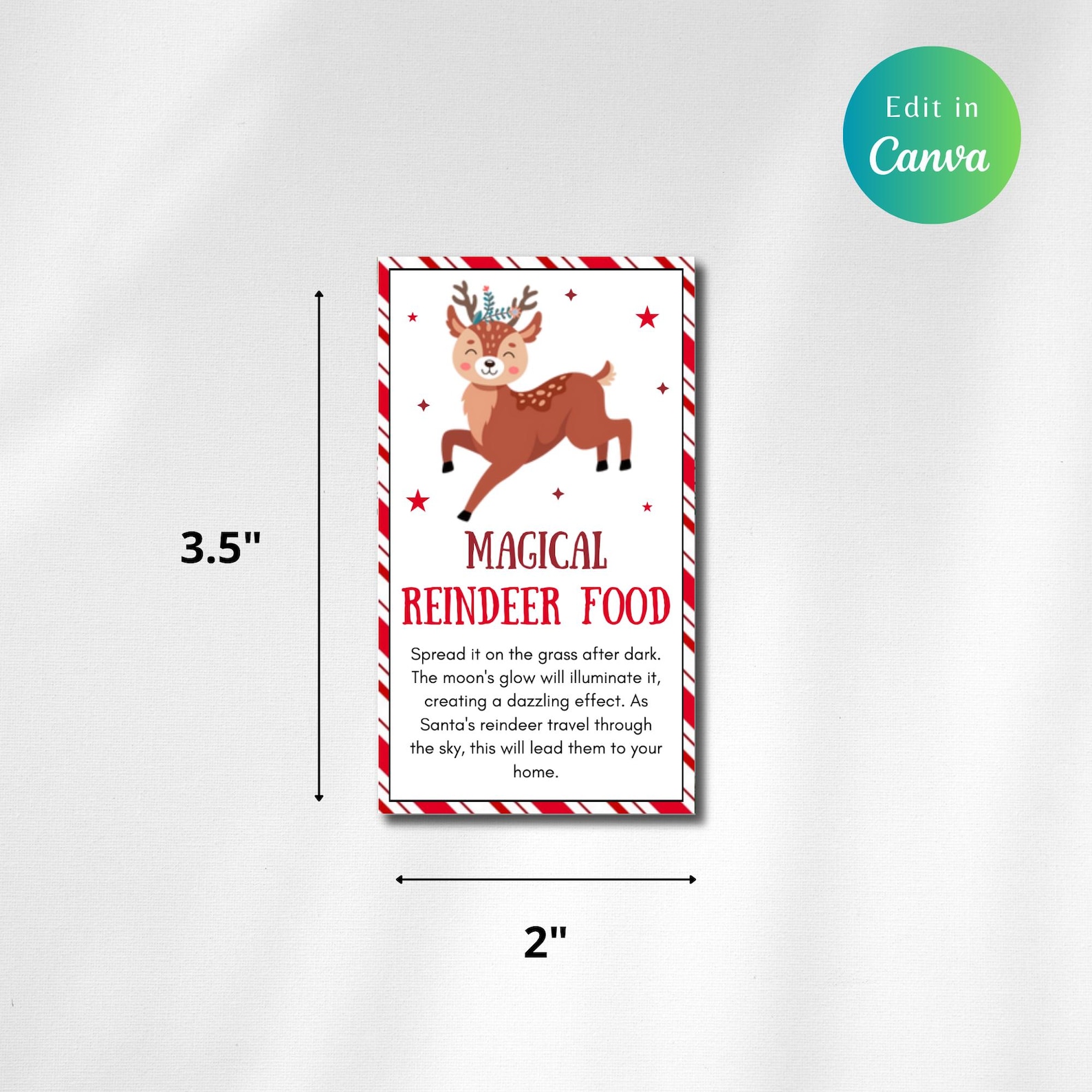 Editable REINDEER FOOD Tag, Christmas Treat TAG, Christmas Reindeer ...