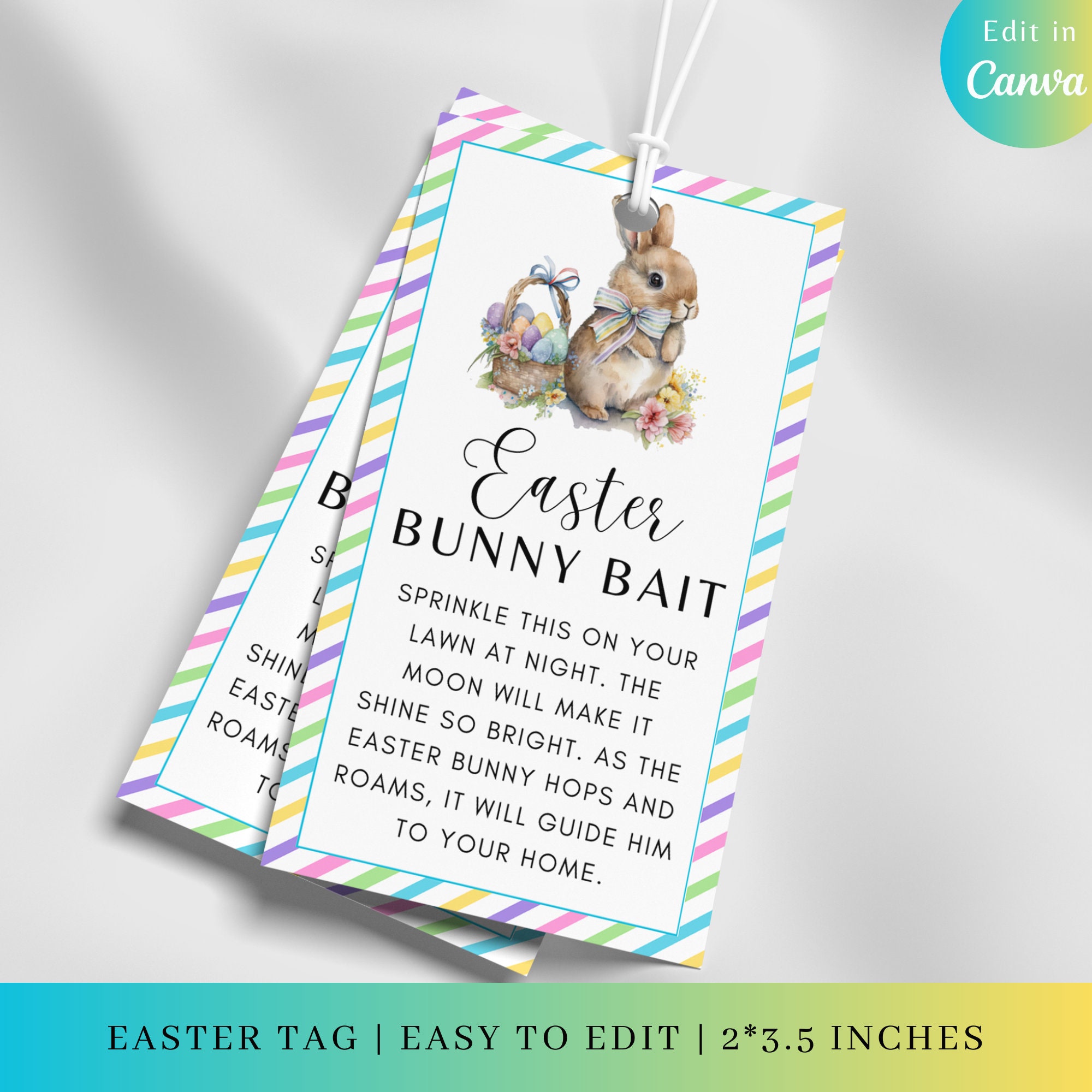 Editable EASTER BUNNY Bait Tag Template, Easter Card Svg, Easter Gift ...
