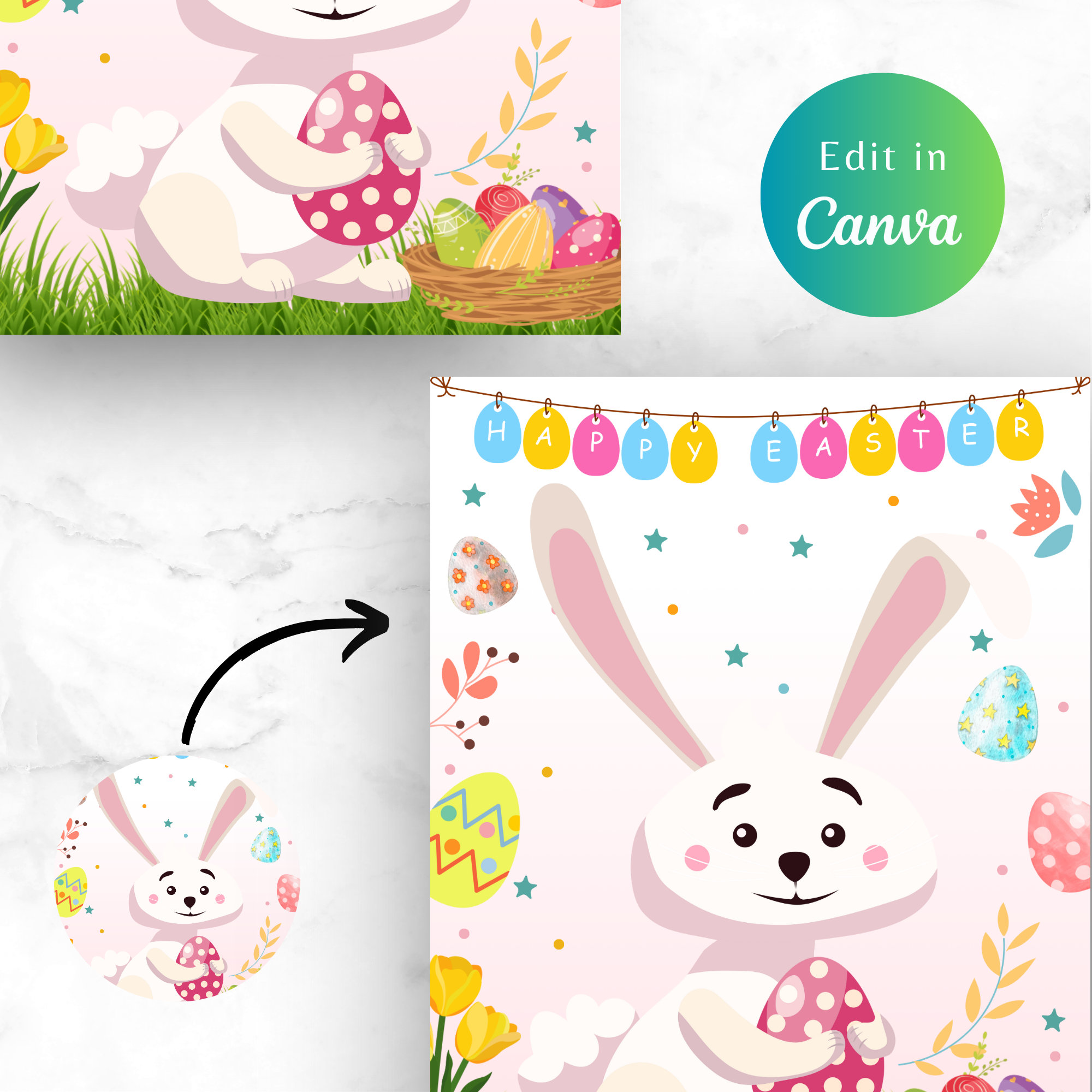 Printable PIN THE Tail on the Bunny/rabbit, Easter Party, Pink Yellow ...