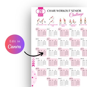 Editable 28 DAYS Chair Workout Seniors Challenge, Chair Workout Seniors ...