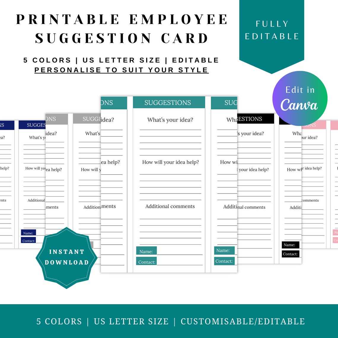 EMPLOYEE SUGGESTION CARD, Suggestion Box, Employee Suggest, Suggestion ...