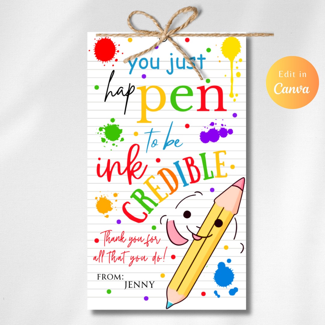 Editable Teacher Appreciation Tags, School Pen Gift Tag, Appreciation ...