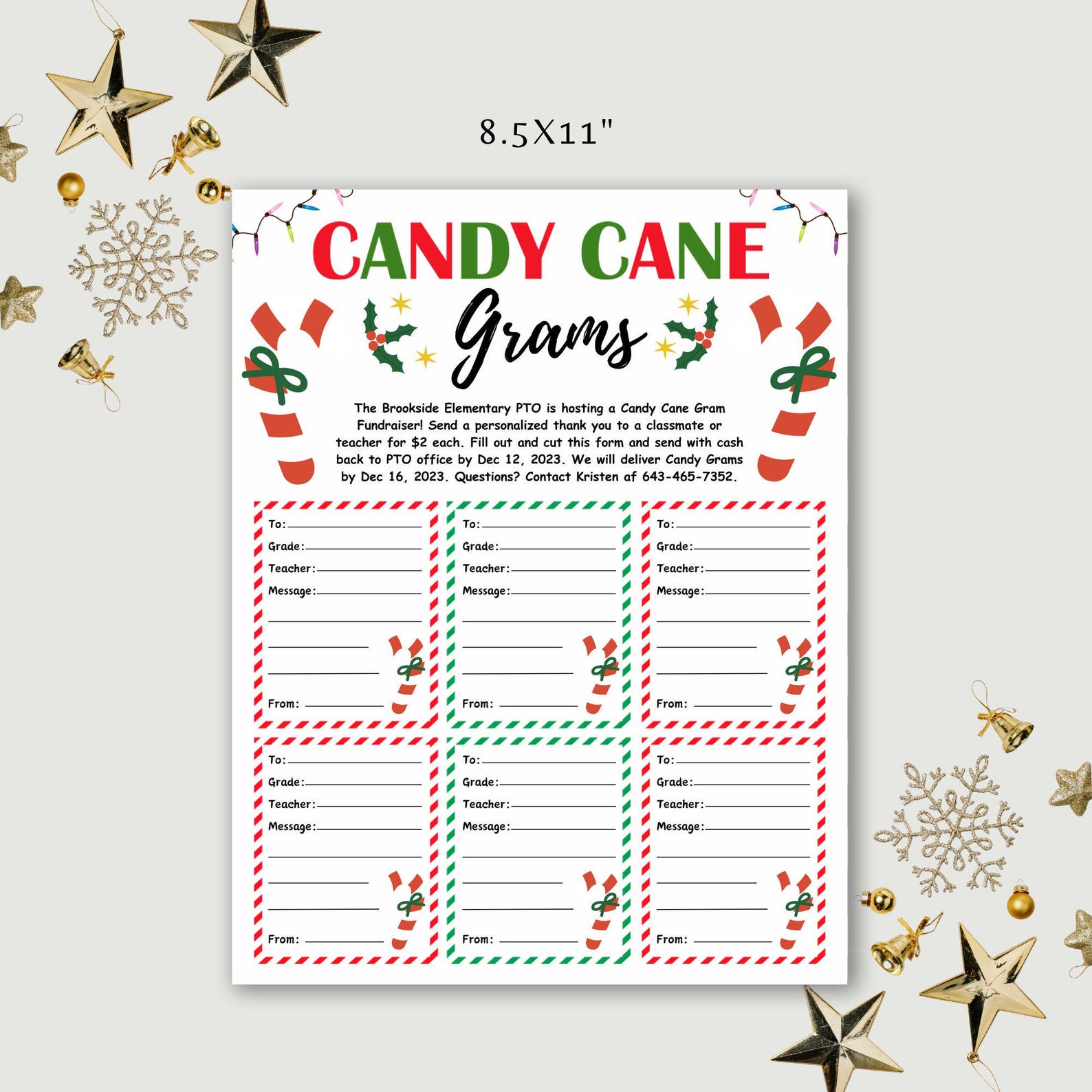 Editable CHRISTMAS CANDY Gram Flyer, Holiday Gram, Christmas Gram ...