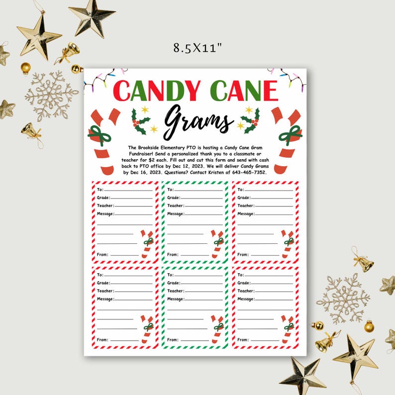 Editable CHRISTMAS CANDY Gram Flyer, Holiday Gram, Christmas Gram ...