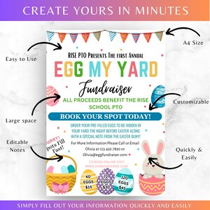 Editable EASTER EGG My Yard Fundraiser Flyer, Egg My Yard, Fundraiser ...