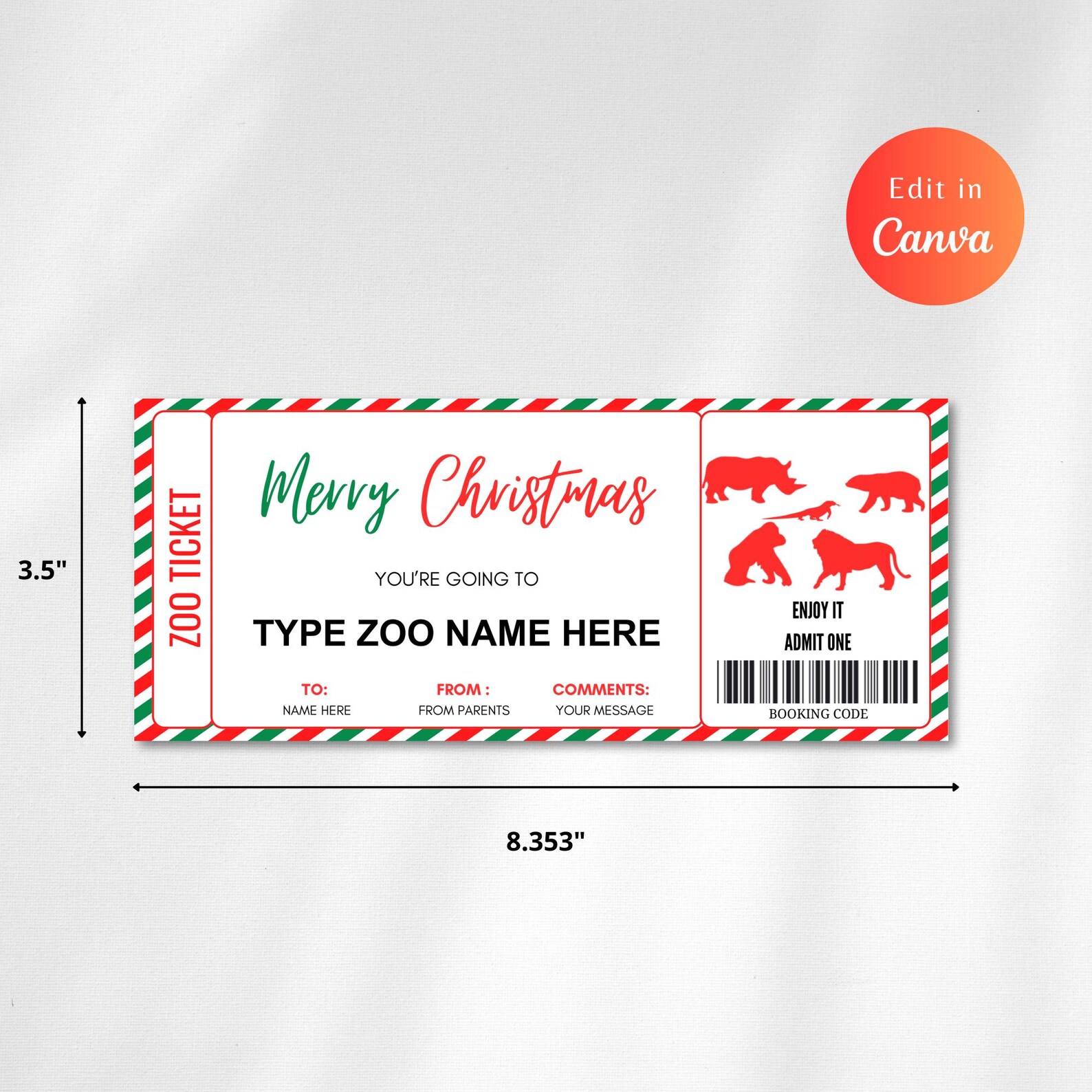 Editable Zoo Ticket Template, the Zoo, Wild Life Event, Kids Zoo ...