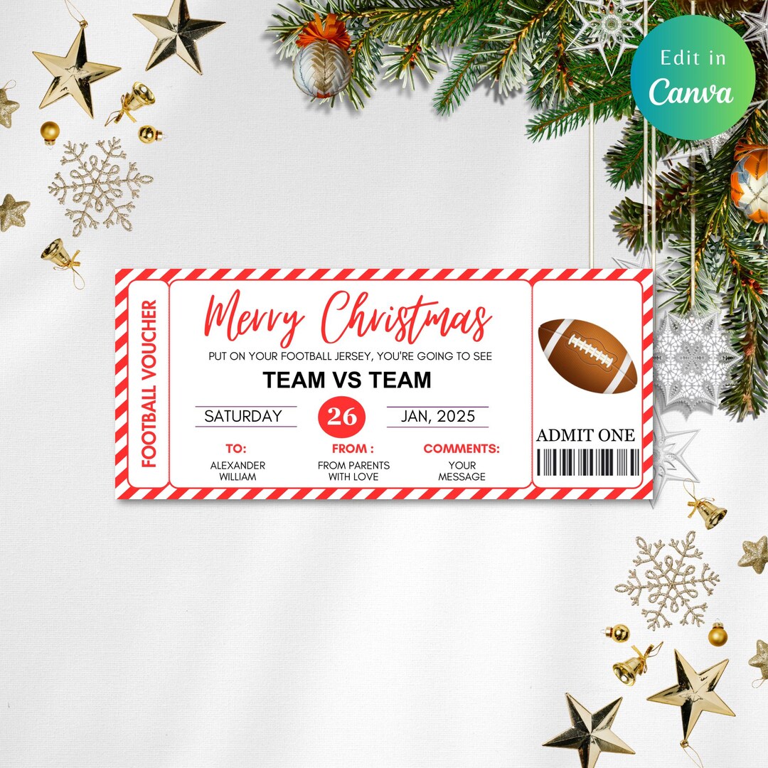 EDITABLE FOOTBALL GAME Gift Ticket, Surprise Game, Editable Game Ticket ...