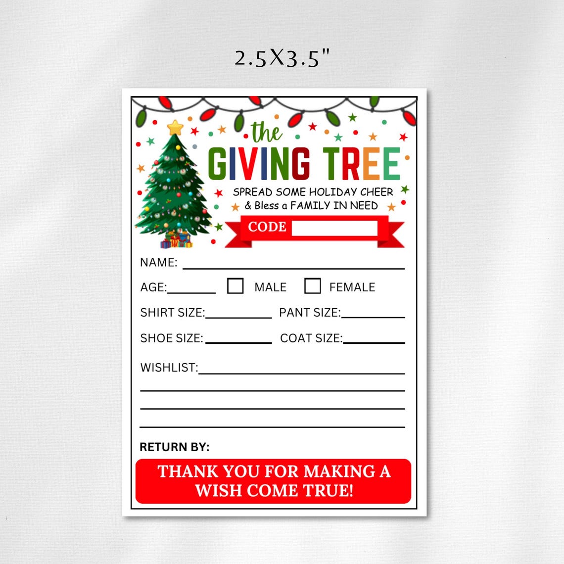 EDITABLE CHRISTMAS GIVING Tree Gift Tag, Editable Template, Christmas ...