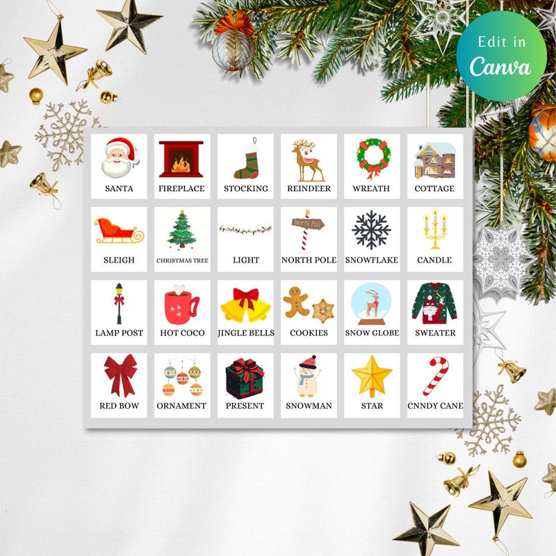 Christmas Flashcard - Etsy