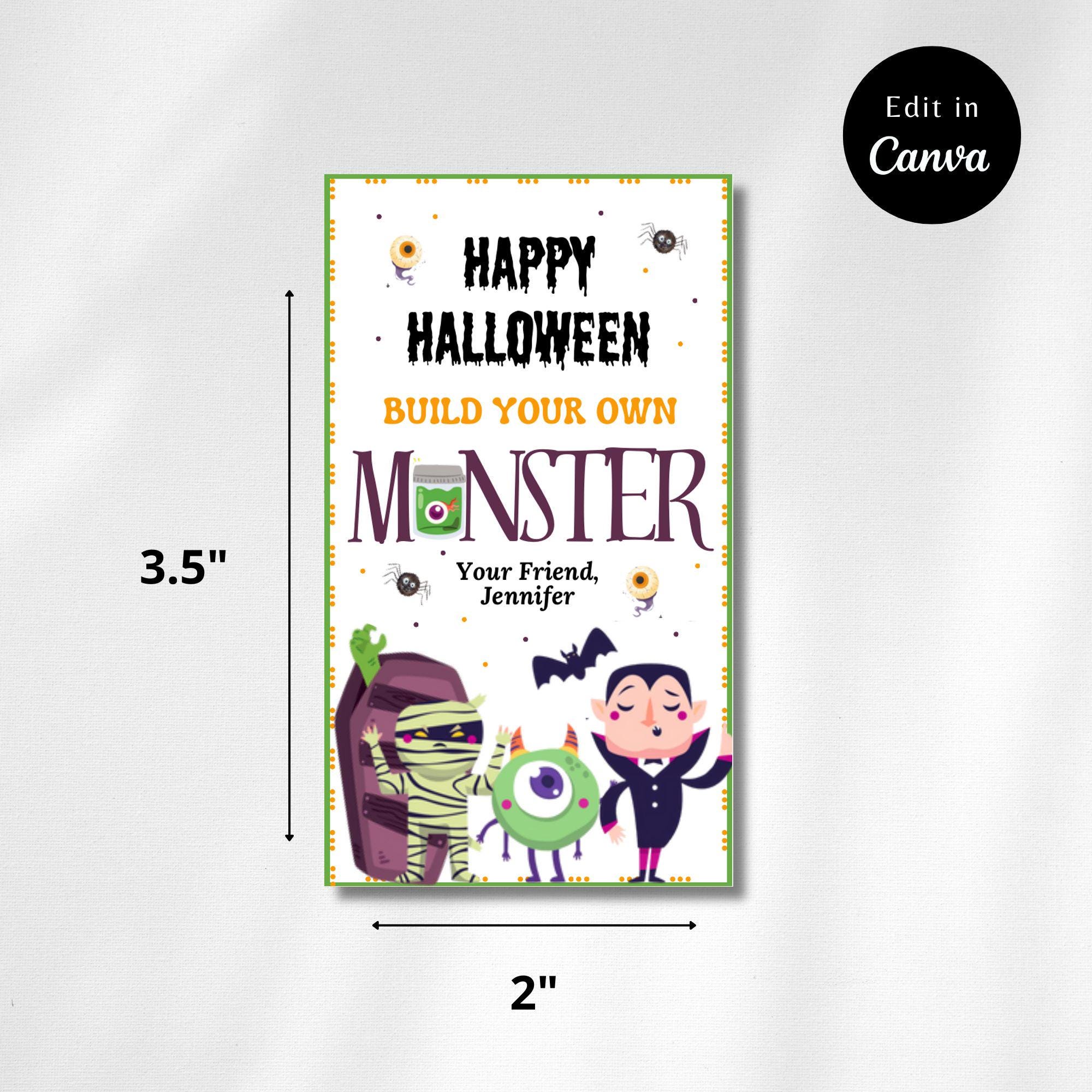 Editable BUILD YOUR Own Monster, Class Party Gift, Kindergarten Gift ...