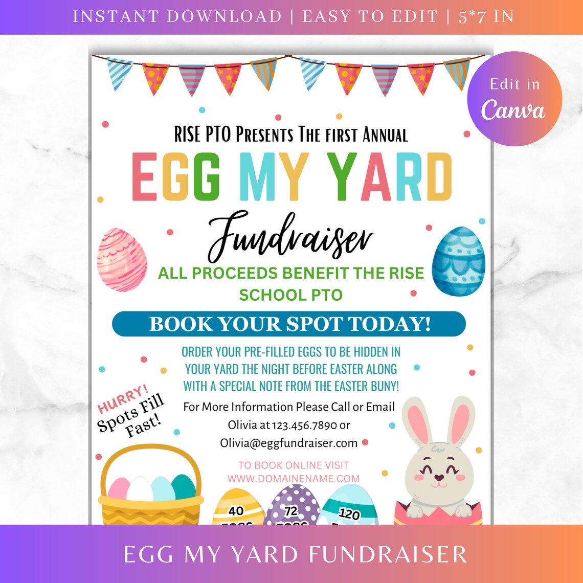 Editable EASTER EGG My Yard Fundraiser Flyer, Egg My Yard, Fundraiser ...