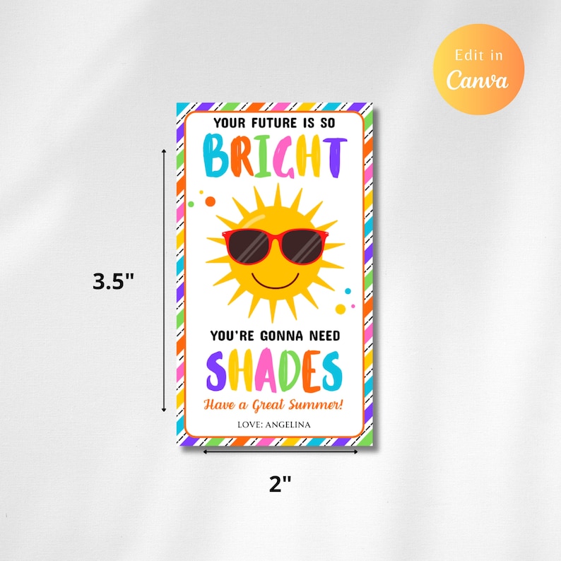 Editable Future so Bright You're Gonna Need Shades Tag, End of the Year ...