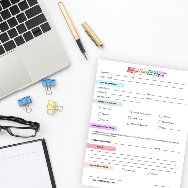 Editable EMPLOYEE TIME OFF, Time off Request, Pto Request Form ...