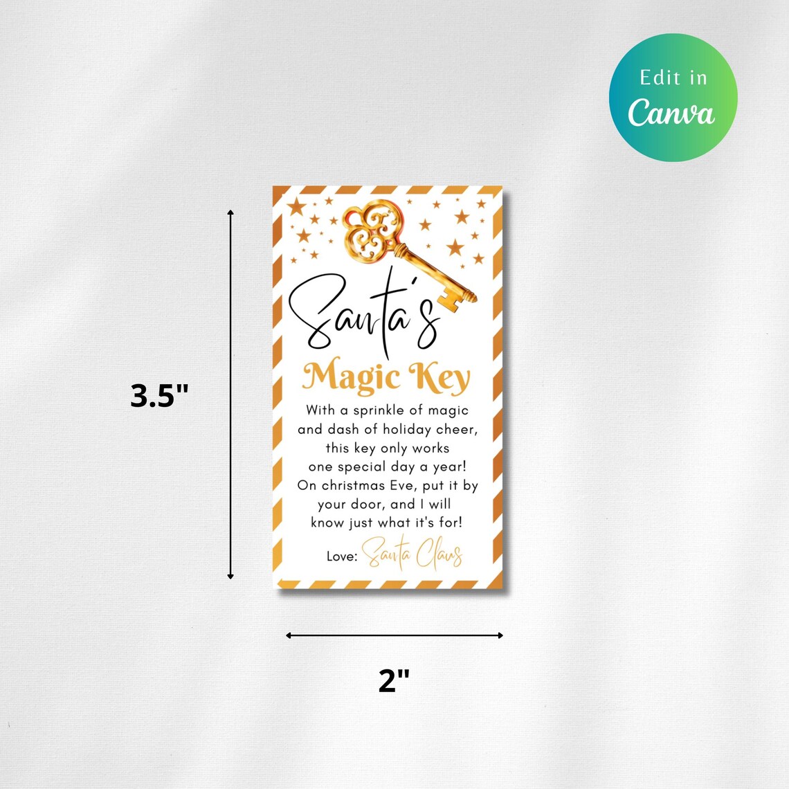 SANTA'S MAGIC KEY Tags Printable, Magical Christmas Eve Key for Santa ...