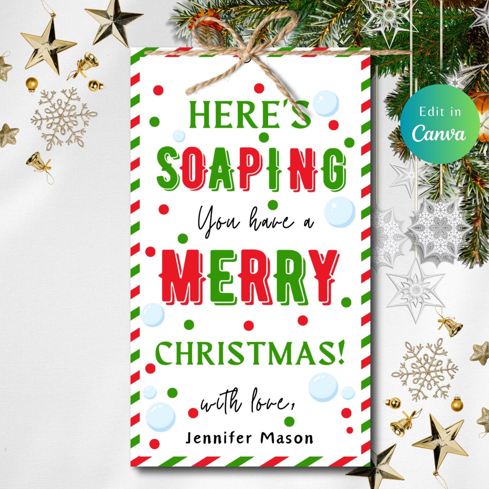 Editable Soapin You Have a Merry Christmas Gift Tag, Soap Gift Tags ...