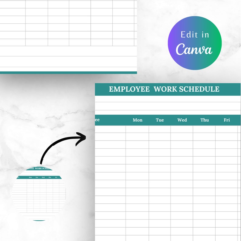 EMPLOYEE WORK SCHEDULE, Organizer, Work Time Tracker, Employee Timesheet, Work Hours Log, Clock ...