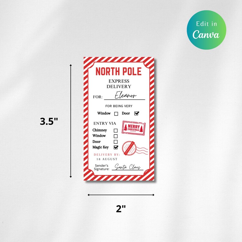 EDITABLE NORTH POLE Express Delivery Christmas Tag Template Editable ...