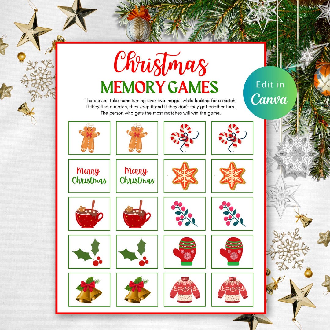 PRINTABLE CHRISTMAS MEMORY Match, Embroidery Design, Game, Toy, Play ...