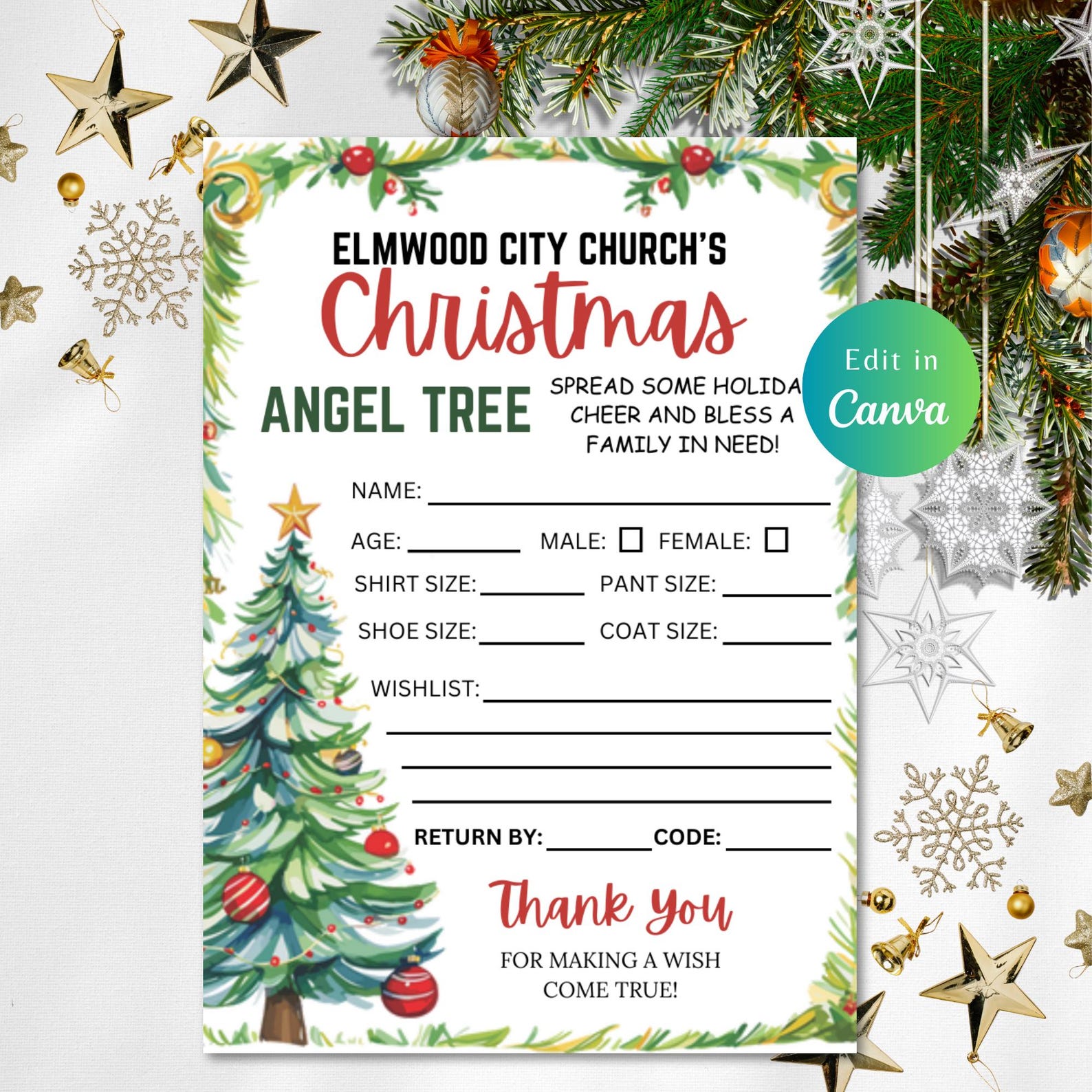 Editable CHRISTMAS GIVING Tree Gift Tag, Giving Tree Flyer, Giving Tree ...