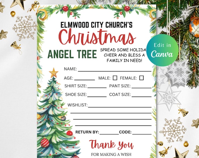 Editable Giving Tree Gift Tag, Angel Tree Gift Tag Christmas, Donation ...