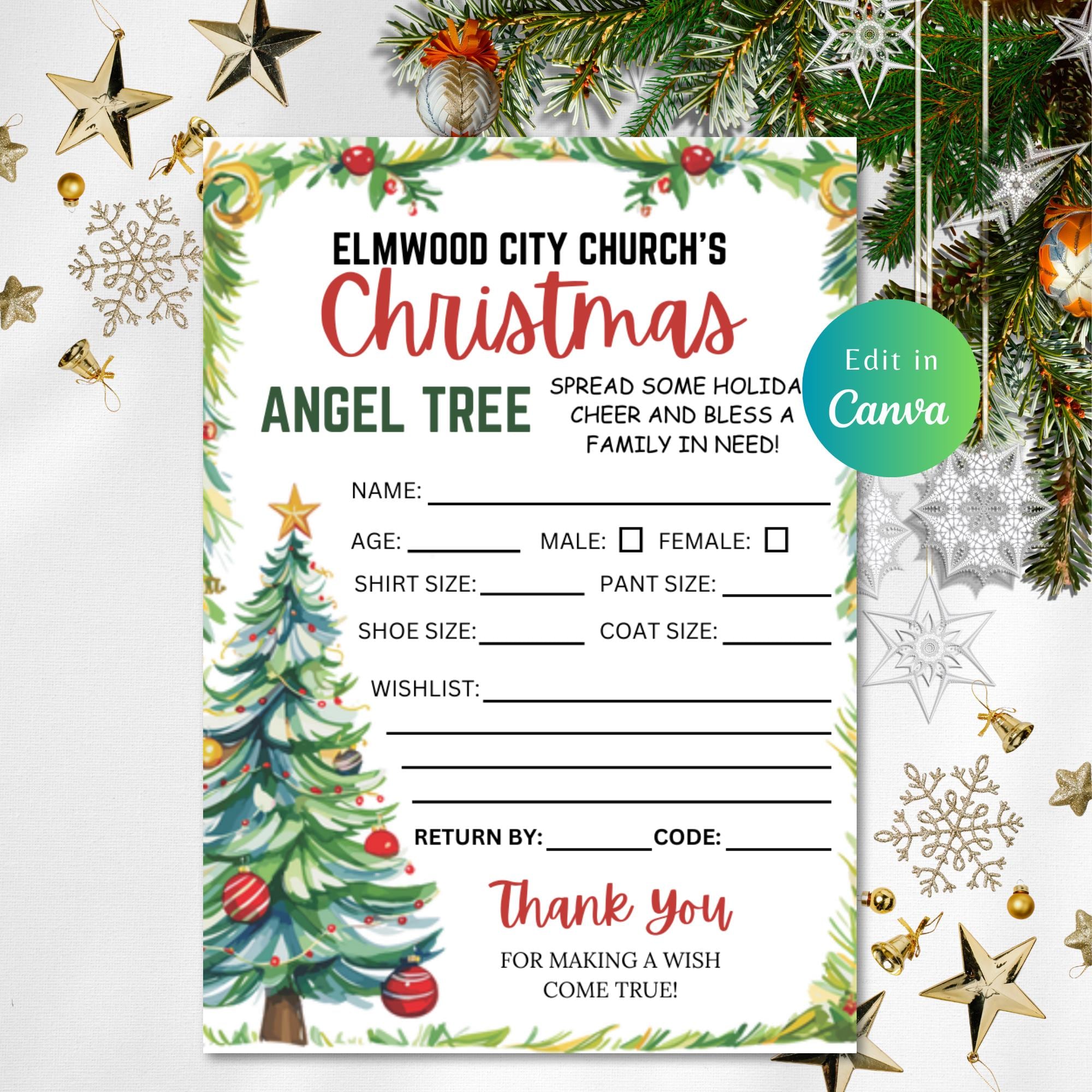 Editable CHRISTMAS GIVING Tree Gift Tag, Giving Tree Flyer, Giving Tree ...