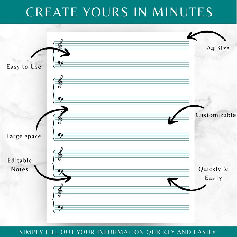 SHEET MUSIC TEMPLATE, Blank Music, Blank Piano Music, Music Template ...