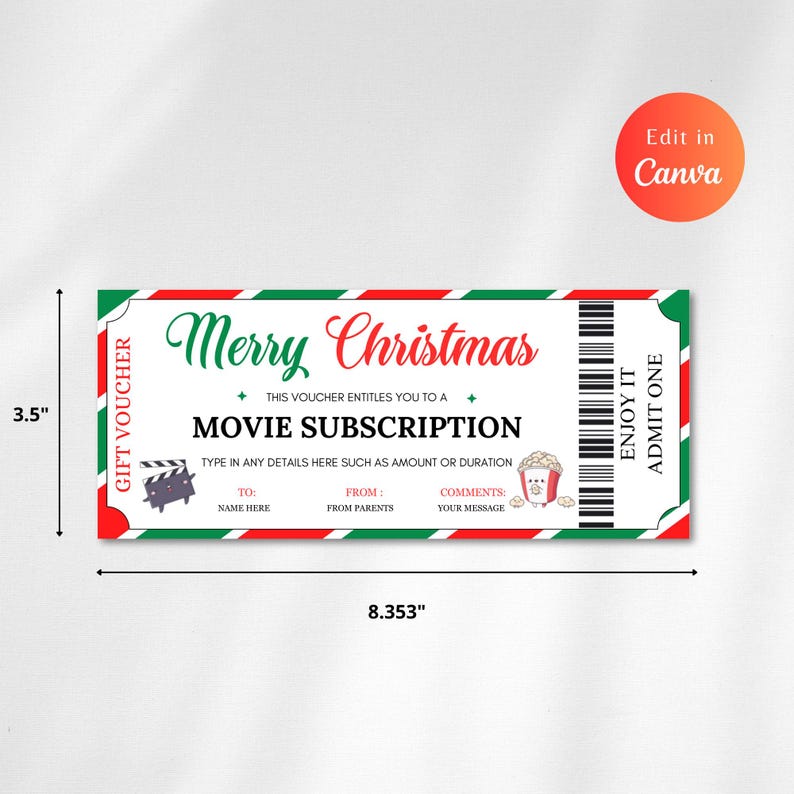 Editable Tv Movie Streaming Subscription Gift, Certificate Card Voucher ...