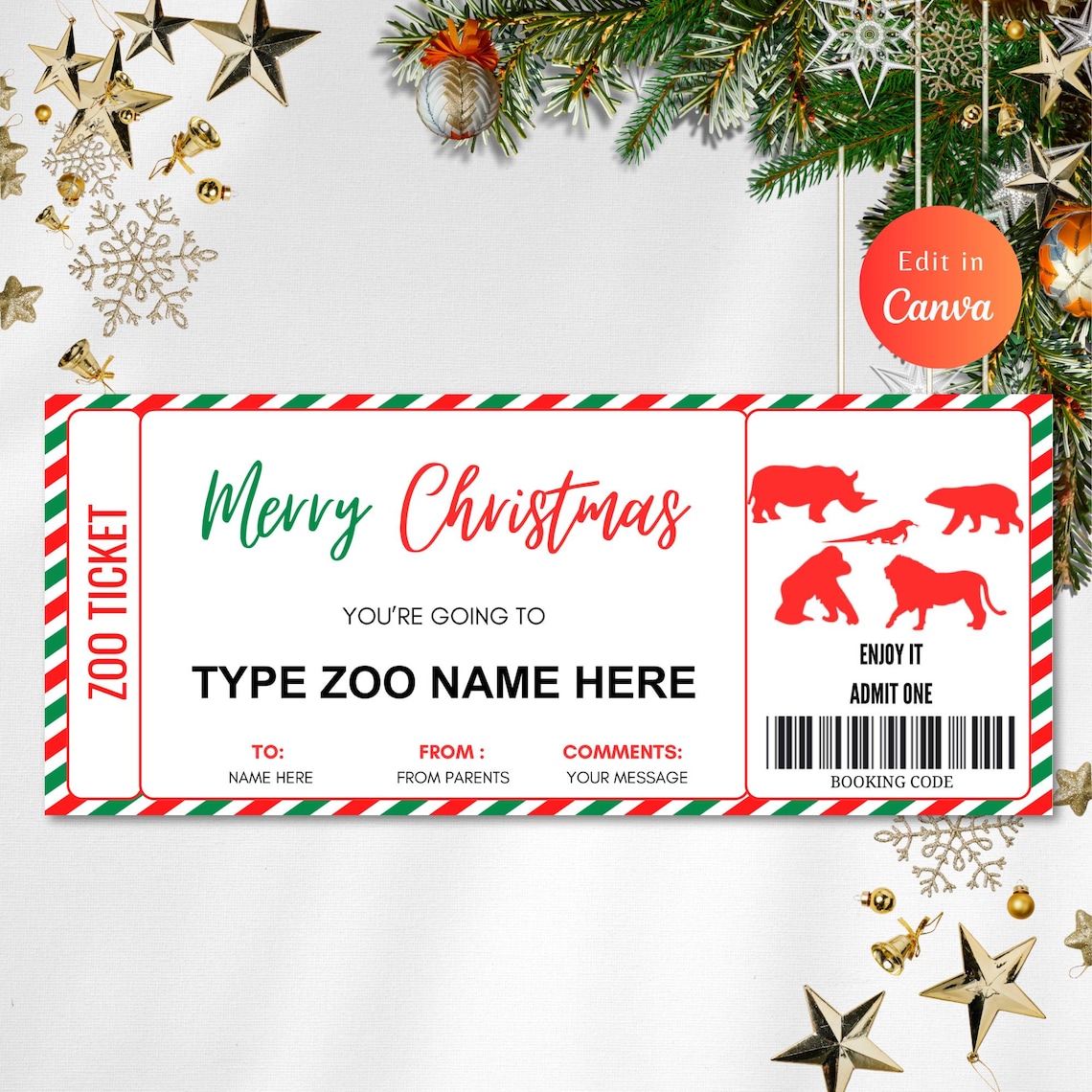 Editable Zoo Ticket Template, the Zoo, Wild Life Event, Kids Zoo ...